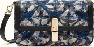 Furla Iride Umh&auml;ngetasche S Toni Nero Schwarz Gebl&uuml;mter Jacquard-stoff + Sidney-kalbsleder Damen