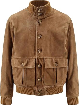 DFour Wildleder Bomberjacke mit Rippstrickb&uuml;ndchen - - Jackets - Herren - Braun - 3XL