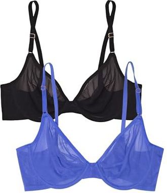 Smart & Sexy Soutien-Gorge en Maille Transparente avec Demi-Armatures pour Femme, 1 pièce ou Lot de 2, 100E