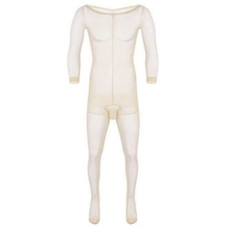 TiaoBug Homme Maillot de Corps Body Lingerie Bodystocking Collant &Eacute;rotique sous-v&ecirc;tement Combinaison &agrave; Manches Longues Babydoll Bodysuit avec P&eacute;nis Poche Pyja
