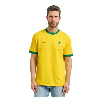 HUGO BOSS Homme, Tops, Jaune, Taille: 3XL T-shirt regular fit en coton stretch