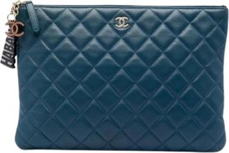 Chanel Pre-owned gesteppte Lammleder Clutch - - Pre-owned - Damen - Blau - ONE SIZE