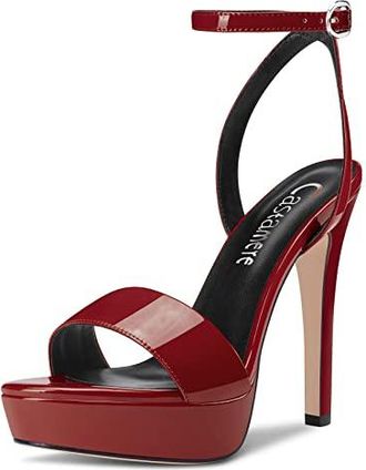 Castamere Femmes Aiguille Haut High Talon Heel Ouvert Bout Lani&egrave;res Cheville Slingback Sandales Plate-forme Clear Sexy Mariage 13 CM Heels Bourgogne Rouge 41 EU