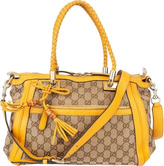 Gucci Crossbody Bags - Gucci GG Monogram Bamboo Handbag - Gr. unisize - in Braun - für Damen