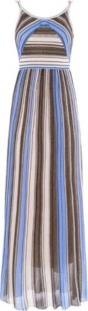 Nenette Femme, Robes, Multicolore, Taille: 38 FR Longue Robe en Maille avec Rayures et Fines Bretelles