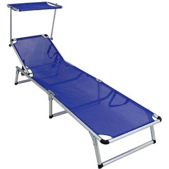 COSMA Klappbare Sonnenliege Strandliege mit Sonnenblende blau Mod. Super