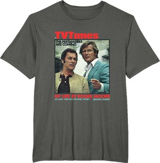 TV Times T-Shirt Tony Curtis Roger Moore Persuaders Titelseite von 1971 Schwarz Unisex Erwachsene Klein Klassisch Kurzarm Crew-Ausschnitt Officially Licensed D