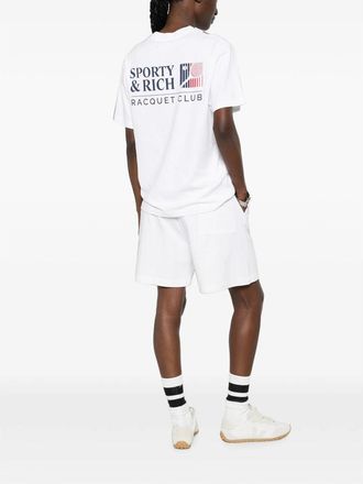 Sporty & Rich Logo-Print Cotton T-Shirt - White