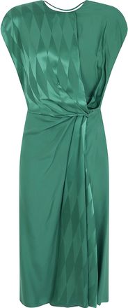 Versace Cocktail Dress Silk Viscose Rhombuses Jacquard