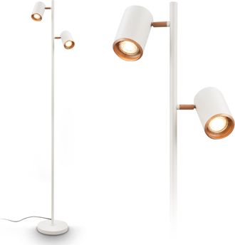 Briloner Stehlampe mit Kabelschalter, schwenkbare Spotk&ouml;pfe, 2x GU10 Fassung, Leselampe, Wohnzimmerlampe, Schlafzimmer Deko, Deckenfluter, Standleuchte, Stehle
