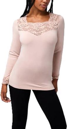 Ysabel Mora T-shirt thermique en dentelle &agrave; manches longues, confort et &eacute;l&eacute;gance, protection contre le froid, style polyvalent, qualit&eacute; durable, id&eacute;al pour toutes