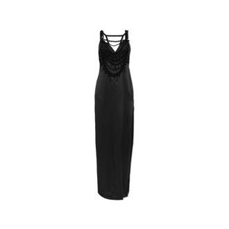 Balmain Femme, Robes, Noir, Taille: 40 FR Robe en soie avec perles scintillantes