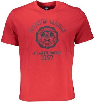 North Sails Rotes Baumwoll-Print-Logo-T-Shirt - - Tops - Herren - Rot - L