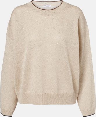 Brunello Cucinelli Pullover aus einem Leinengemisch mit Pailletten