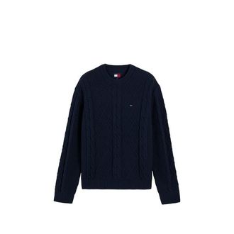 Tommy Hilfiger Pull en maille torsad&eacute;e &agrave; logo en coton