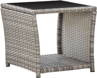 vidaXL Couchtisch Grau 45x45x40 cm Poly Rattan und Glas Vidaxl