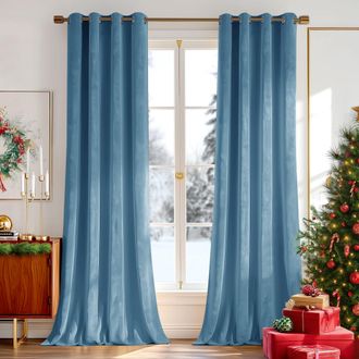 Deconovo Samtvorhang Blickdicht Gardinen mit &Ouml;sen Velvet Vorh&auml;nge Samt Verdunkelungsvorhang f&uuml;r Wohnzimmer Schlafzimmer Vorhang Verdunkelung, H290 x B140 cm, B