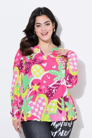 Angel Of Style Satinbluse Bluse bequeme Passform Papageienmuster