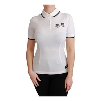 Dolce & Gabbana Angel Besticktes Polo T-Shirt - - Tops - Damen - Wei&szlig; - 2XS