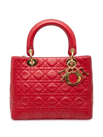 Dior sac &agrave; bandouli&egrave;re Lady Dior Cannage Medium (1997) - Rouge