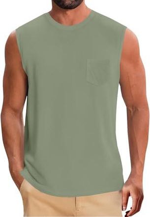 Generic D&eacute;bardeur de sport ray&eacute; pour homme - Sans manches - Pour entra&icirc;nement musculaire - D&eacute;bardeurs d&eacute;t&eacute; d&eacute;contract&eacute;s, Vert, 4XL