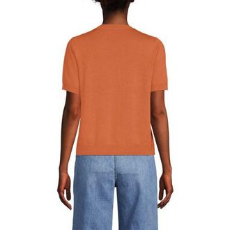 Lands End Merinopullover mit kurzen &Auml;rmeln, Damen, Gr&ouml;&szlig;e:40-42 regular, Braun, Wolle, by Lands End