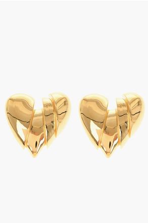 Amina Muaddi Golden-Effect Heart-Shaped HEARTBREAKER Earrings size Unica