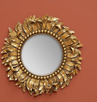 Chehoma Chehoma - Miroir doré plumage résine 40x40x40cm