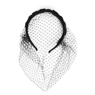Red Valentino Haarreif mit Perlen und T&uuml;ll - - Accessories - Damen - Schwarzk - ONE SIZE