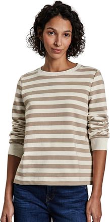 Street One Damen A303183 Gestreifter Sweater, Safari Beige, 38 EU