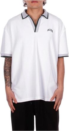 GCDS Gcds, Homme, Tops, Blanc, Taille: S Logo Front Polo