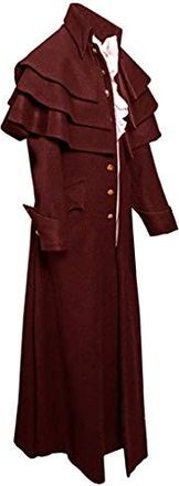 Generic Costume Medieval Homme Grande Taille- Veste Steampunk Volants Vintage Couleur Unie Coupe Ample Gothique Manteau D&eacute;contract&eacute; Chic Renaissance Victorien