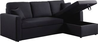 Habitat et Jardin Ecksofa reversibel mit Schlaffunktion Alain - 221 x 145 x 85 cm - 3-Sitzer - Schwarz