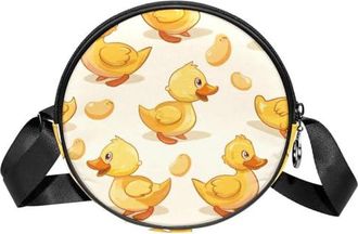 Generic Sac &agrave; bandouli&egrave;re rond rond pour femme, petit sac &agrave; bandouli&egrave;re mignon en forme de canard avec fermeture &eacute;clair et bretelles r&eacute;glables