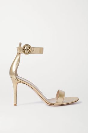 Gianvito Rossi Sandales En Cuir Métallisé Portofino 85 - Doré