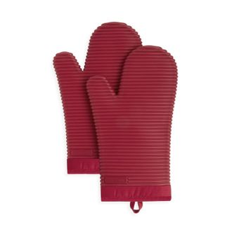 KitchenAid Ofenhandschuh-Set, gerippt, weich, Silikon, 17,8 x 33 cm, Passion Red