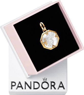 Pandora ME Rechteckiger Aufklappbarer Link aus Sterling Silber mit vergoldeter Metalllegierung, Kompatibel ME und Moments Armbändern, 763366C01