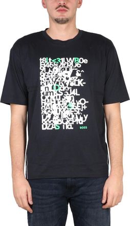 HUGO BOSS Logo Print Cotton T-Shirt - Blue