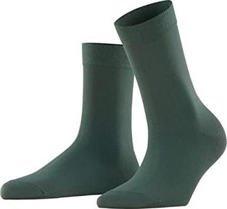 Falke Cotton Touch W SO fines unies 1 paire, Chaussettes Femme, Vert (Hunter Green 7441) nouveau - écologique, 35-38