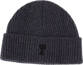 Ami Graue Woll Beanie M&uuml;tze - - Accessories - unisex - Grau - ONE SIZE