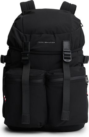Tommy Hilfiger Freizeitrucksack TOMMY HILFIGER TH TRAVEL FLAP BACKPACK, Gr. B/H/T: 32cm x 46cm x 14cm, schwarz, Textil, Rucks&auml;cke Freizeitrucksack, Unisex Reiserucks