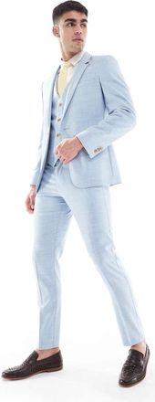 Asos Veste de costume de mariage ajustée - Bleu texturé