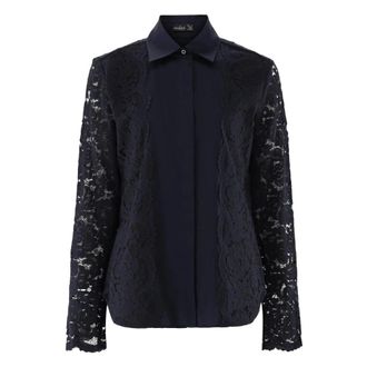 van Laack Cellai Spitzenbluse - - Blouses & Shirts - Damen - Blau - XL