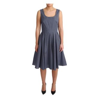 Dolce & Gabbana Blau gepunktetes &auml;rmelloses A-Linie Kleid - - Dresses - Damen - Blau - L