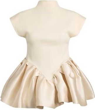 Marques Almeida Top volant&eacute; &agrave; col montant en coton m&eacute;lang&eacute;