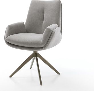 DELIFE Drehstuhl Clea-Flex Strukturstoff Soft Grau Kreuzgestell breit Effektfinish Titan 360&deg; drehbar Wippfunktion, Esszimmerst&uuml;hle