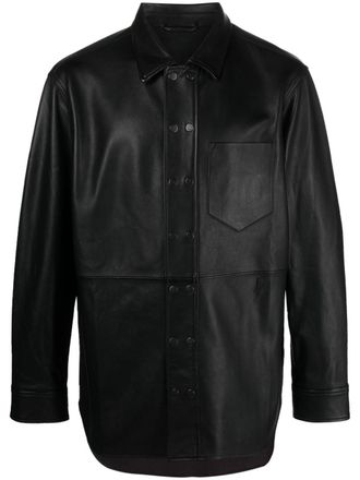 Neil Barrett veste en cuir &agrave; col italien - Noir