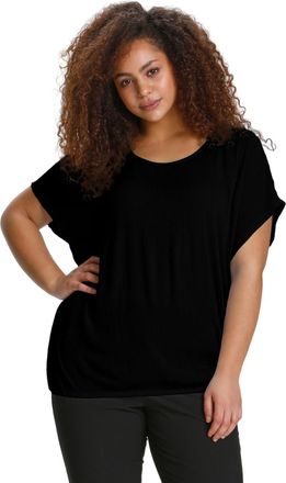 Kaffe Curve Kurzarm-Bluse KCami Kaffe Damen Bluse Gro&szlig;e Gr&ouml;&szlig;en Damen Basic Casual Shirt Kurzarm Lassig Rundhals Black Deep 46