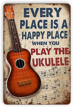 IUBBKI Play the Ukulele Books and Fairies Blechschild aus Metall, Es war einmal ein M&auml;dchen, das B&uuml;cher und Feen wirklich liebte, Eisenmalerei im Vintage-Sti