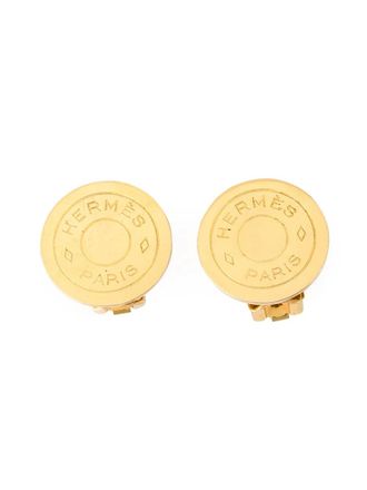Herm&egrave;s boucles doreilles logo &agrave; clip - M&eacute;tallis&eacute;